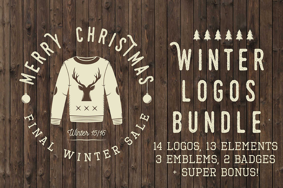 Set of vintage winter logos, a Branding & Logo Template by AkimD