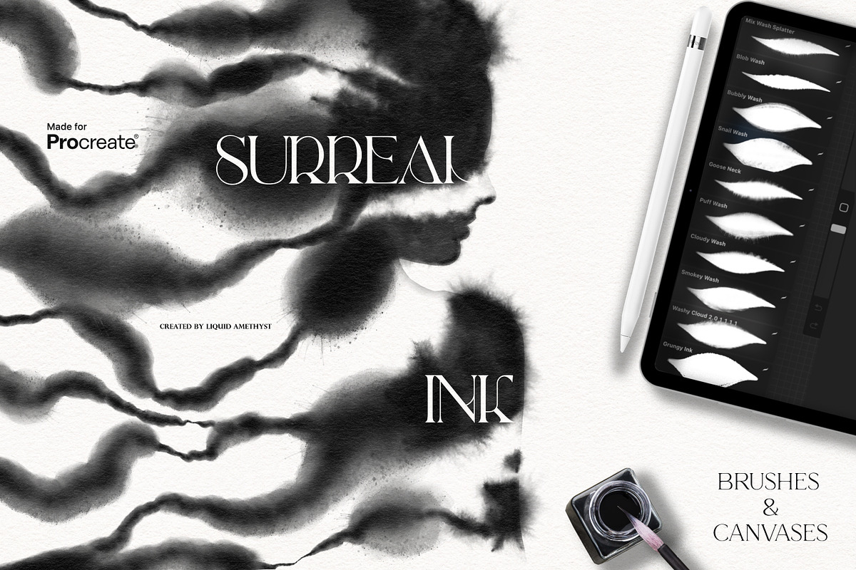 Surreal Ink brush box for Procreate, a Brush Add-On by Liquid Amethyst Art