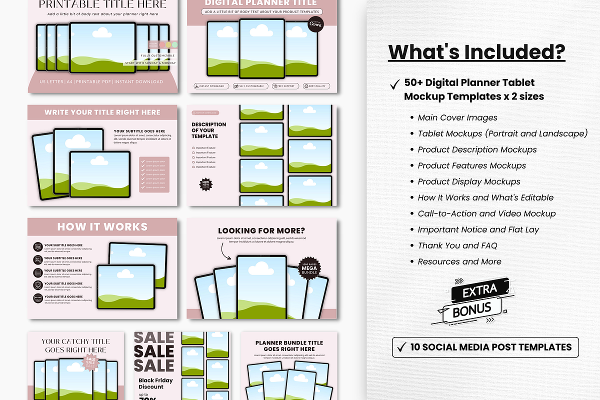 Tablet Canva Mockup Templates Bundle