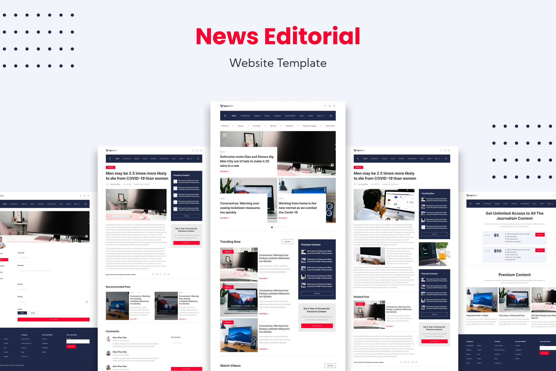 News Editorial Website Template, an UI Kit Template by Kreativ Space