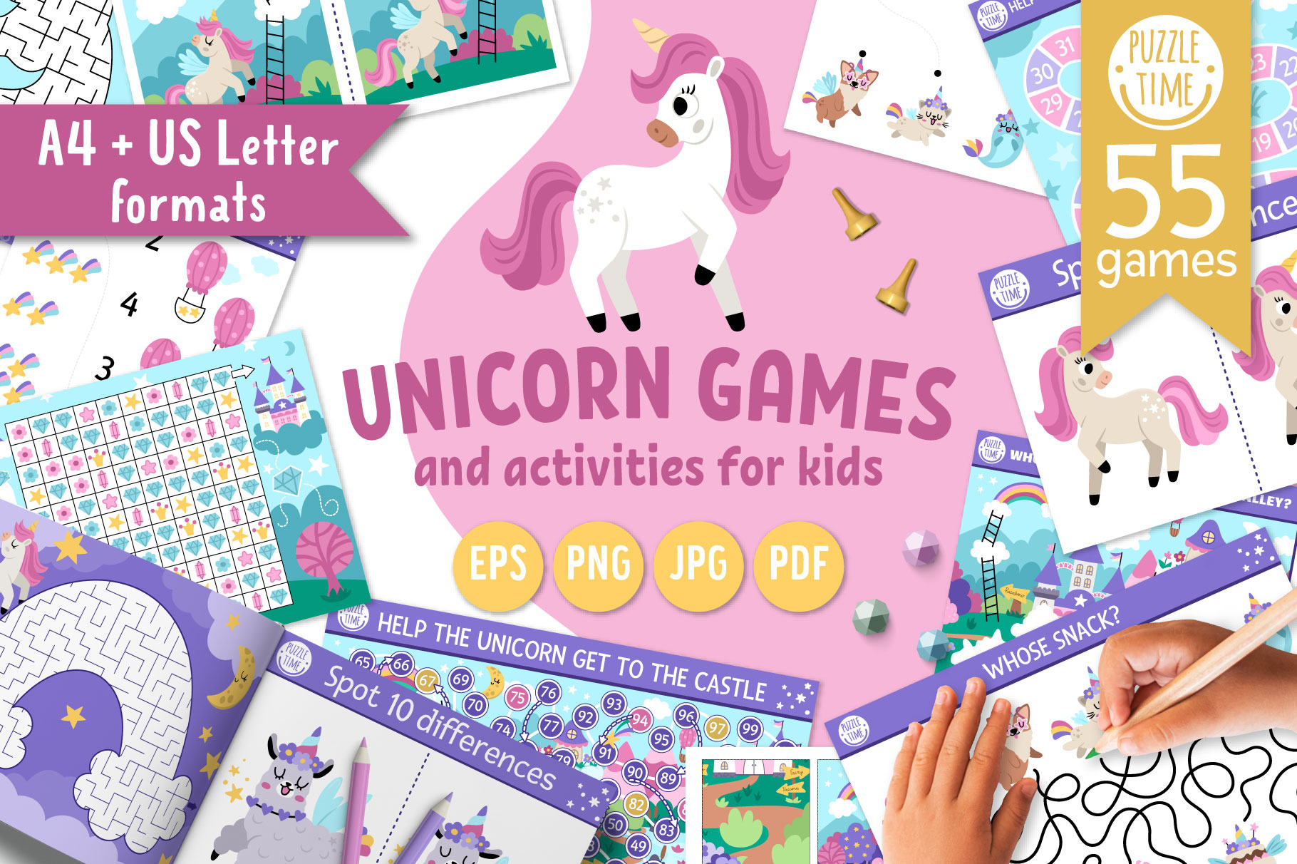 Unicorn games and activities, an Education Illustration by Lexi Claus