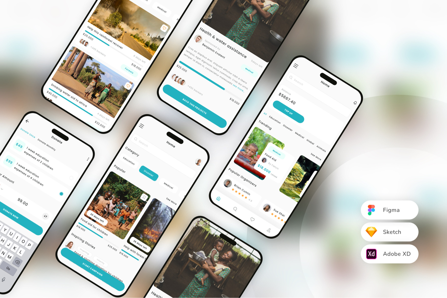 Crowdfunding Mobile App UI Kit, an UI Kit Template by uicube