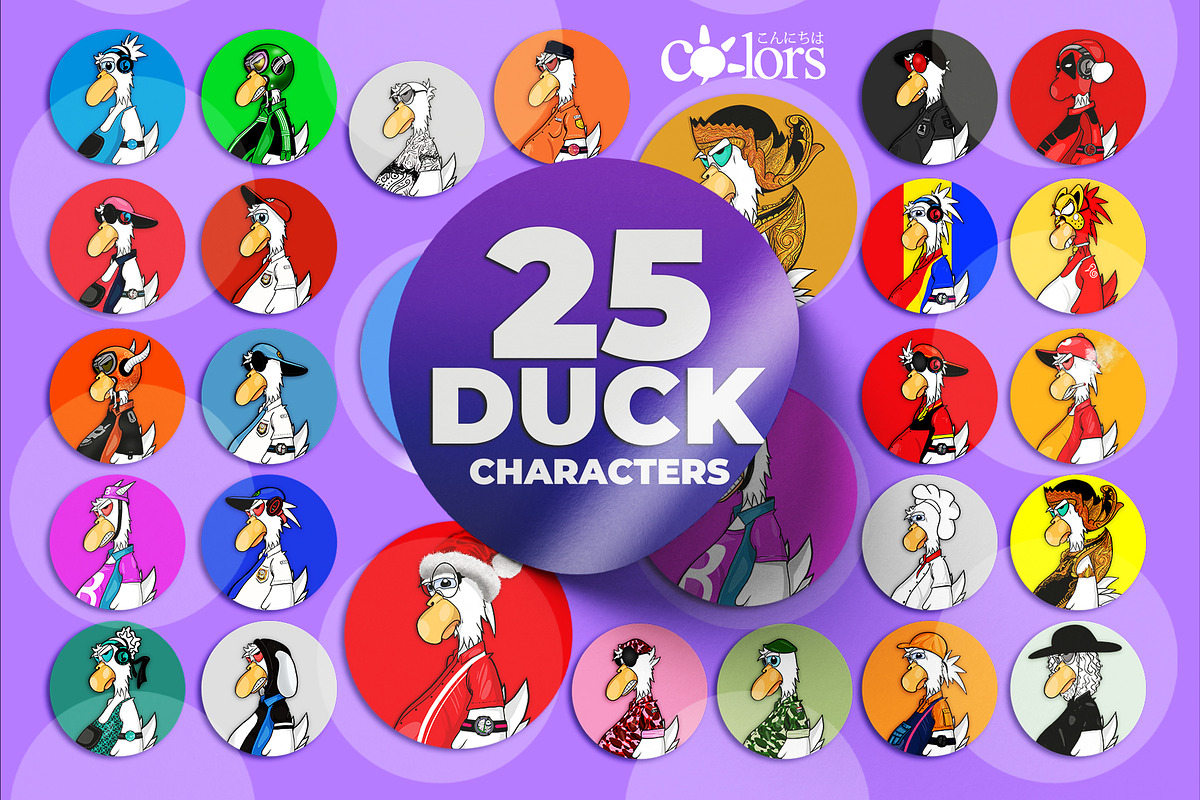 25 Duck Characters Set, an Animal Illustration by Hello Colors