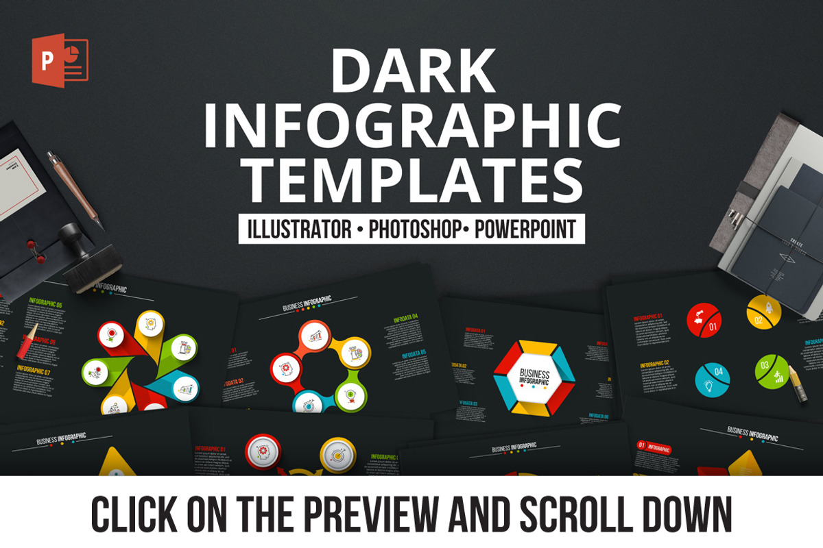 Dark PPT infographics templates, a Presentation Template by Abert