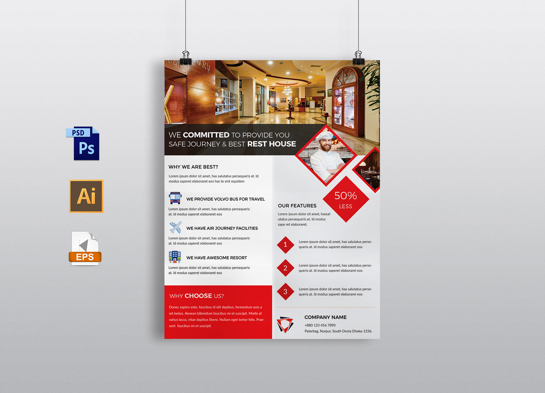 Hotel & Restaurant Flyer Template, a Flyer Template by Imagine Design ...