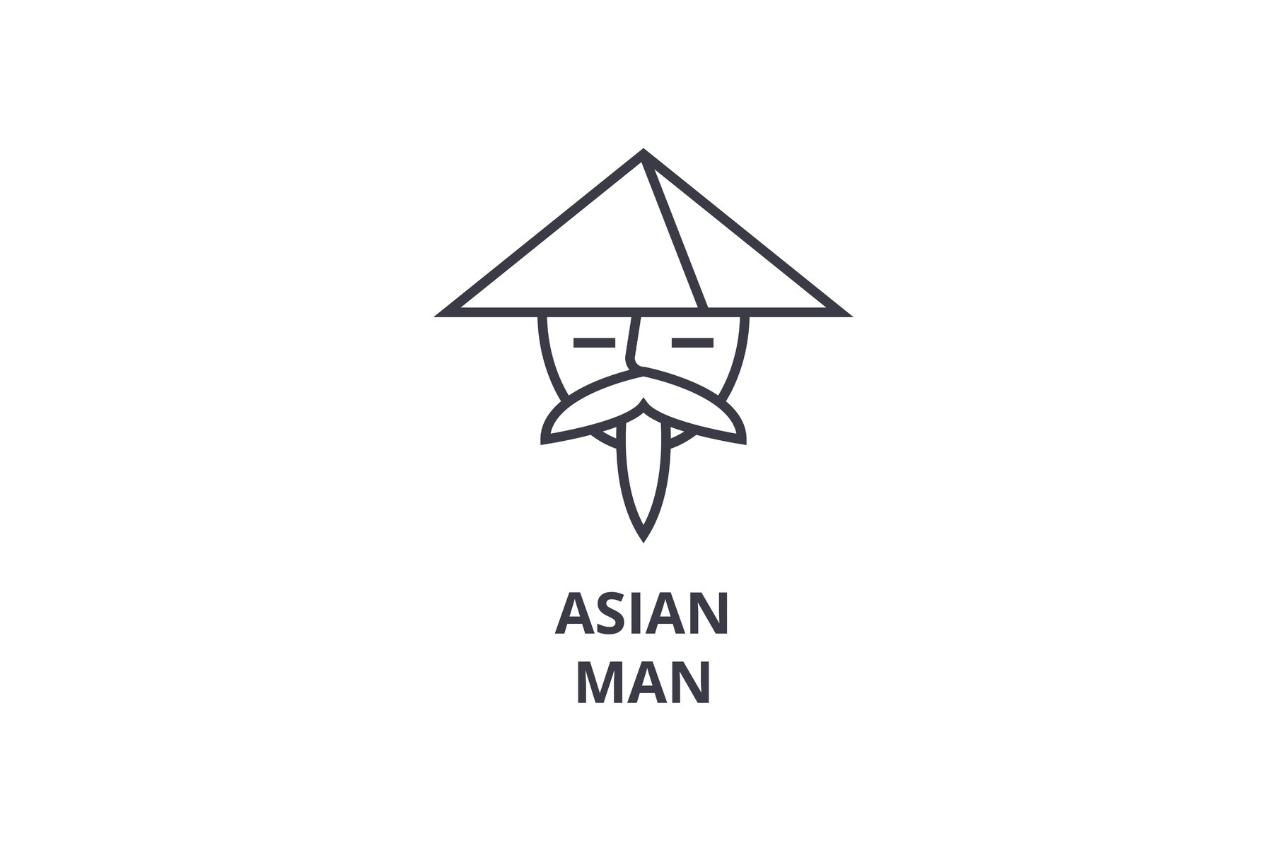 asian man line icon, outline sign, japanese man linear symbol, asian ...