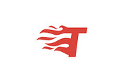 t letter fire flame hot uppercase, a Branding & Logo Template by vastard