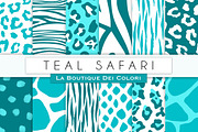 Teal Animal Prints Digital Papers | Graphic Patterns ~ Creative Market