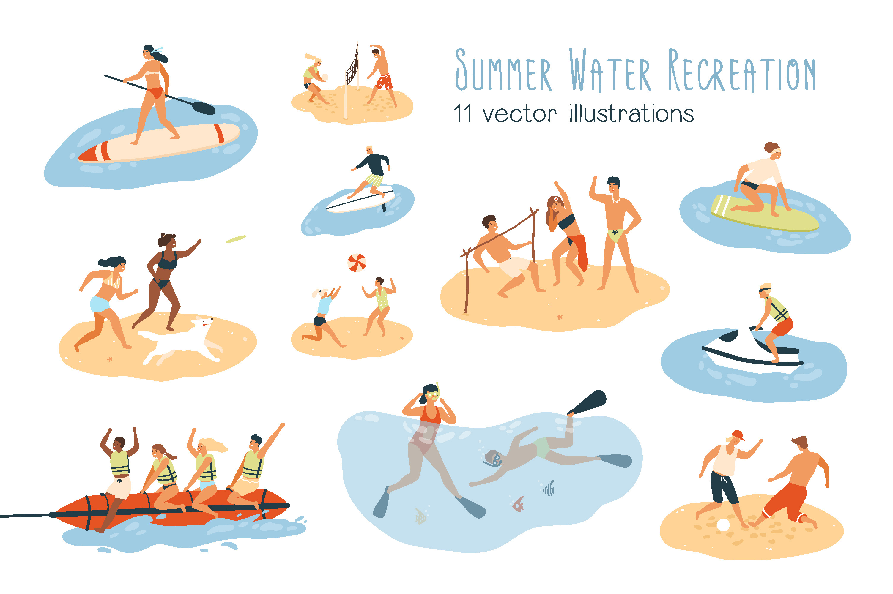 Summer beach activities set, a Person Illustration by Good Studio