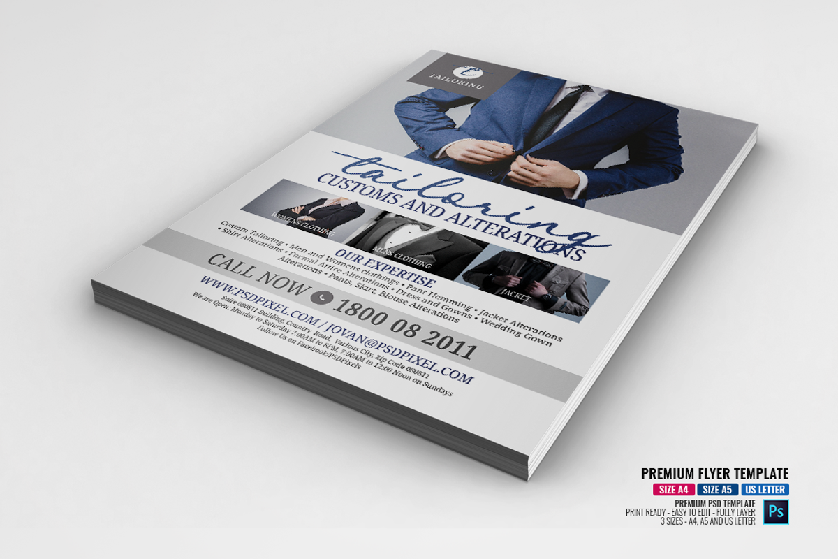 Tailor Shop Services Promo Flyer, a Flyer Template by PSDPixel