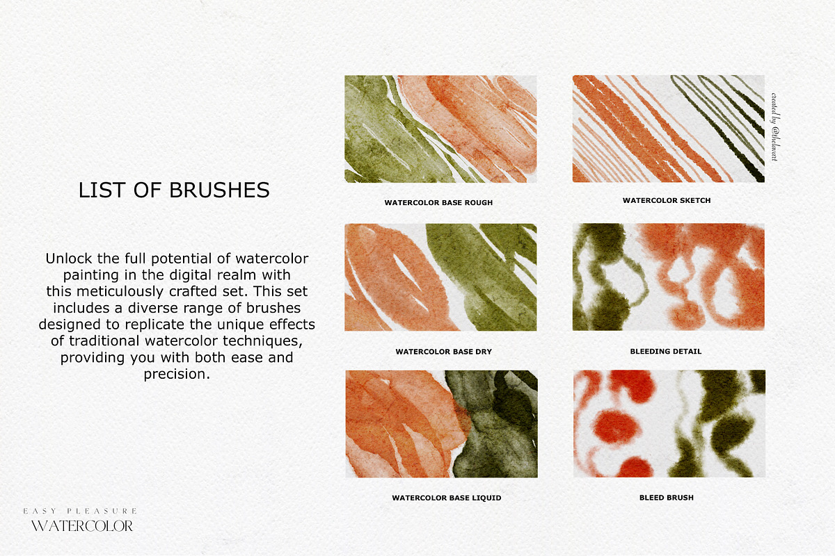 Easy Watercolor Studio for Procreate, a Brush Add-On by Liquid Amethyst Art