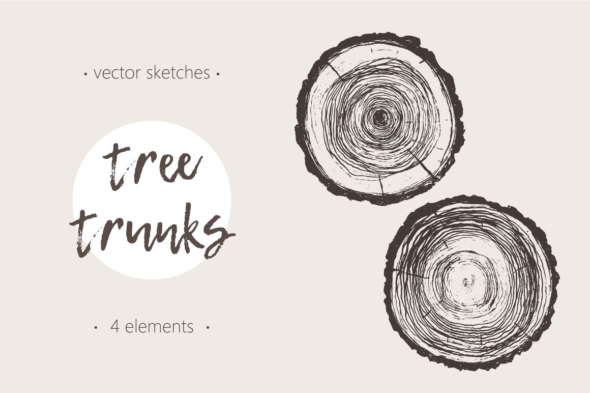 Set of hand drawn tree trunks, a Texture Illustration by TheMountBirdStudio