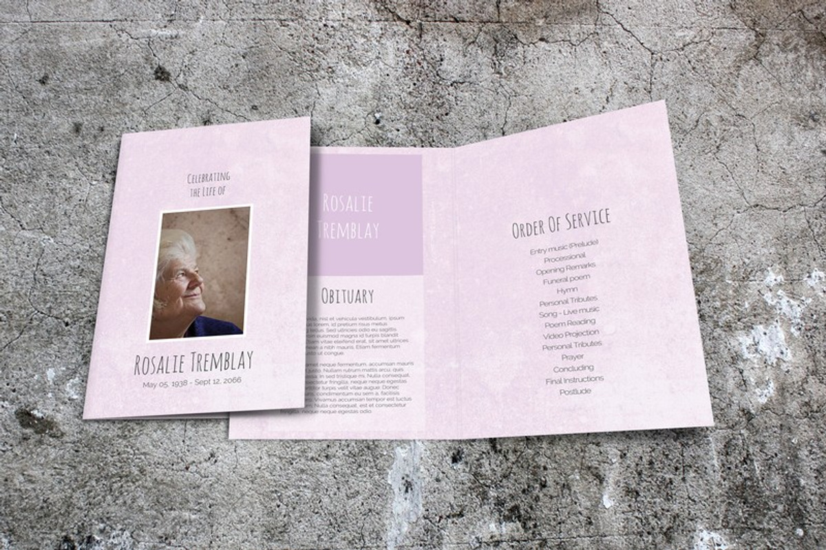 Purple Funeral Program Template, a Brochure Template by Final Tribute
