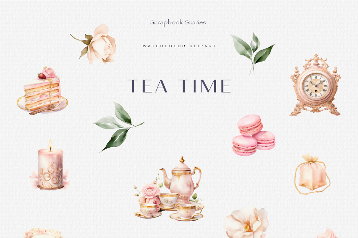 Watercolor Tea Party Clipart Set | Creative Market