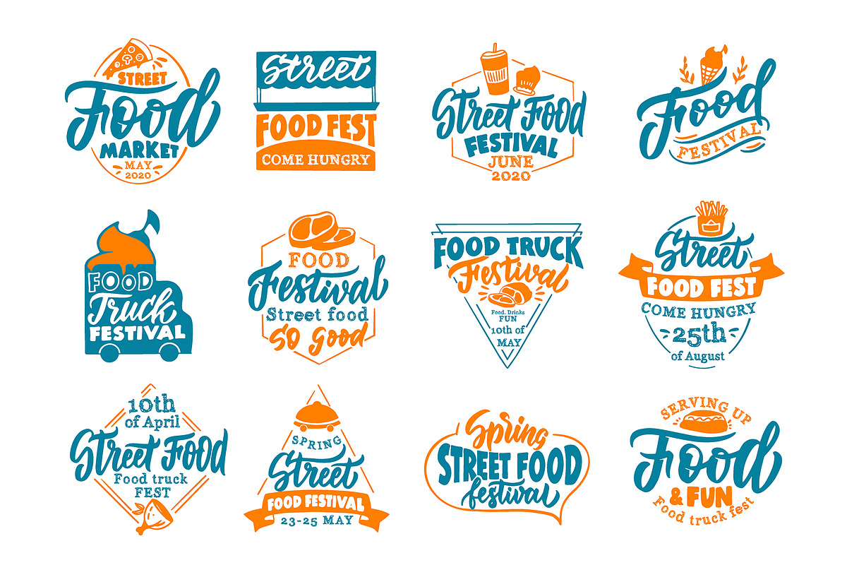 Street food festival. Set of logos, a Branding & Logo Template by ...
