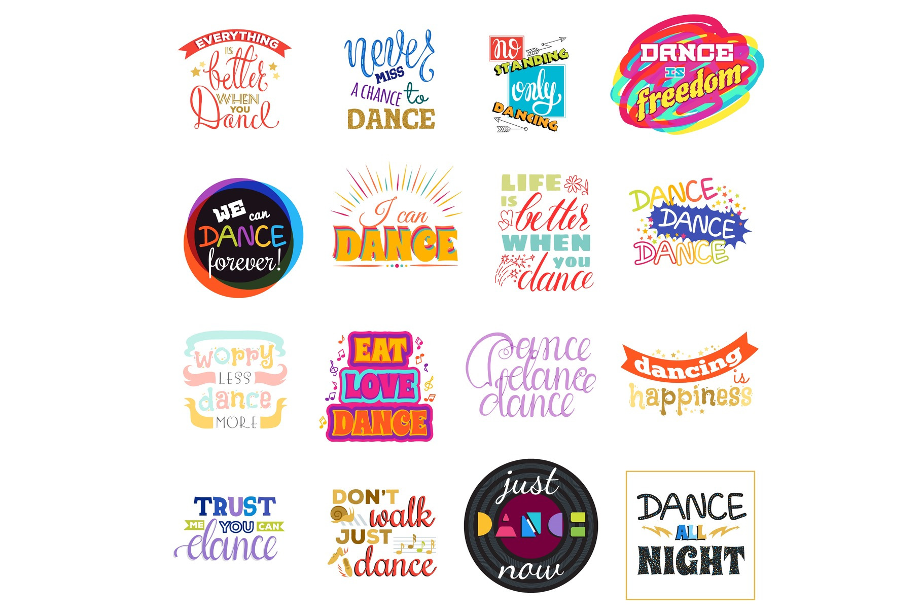 Dance lettering vector dancing sign, a Decorative Illustration by ...