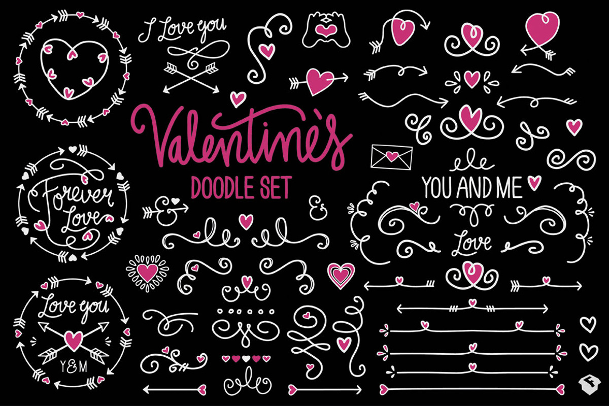 Valentine's Vector Doodle Set, a Decorative Illustration by Fresh ...