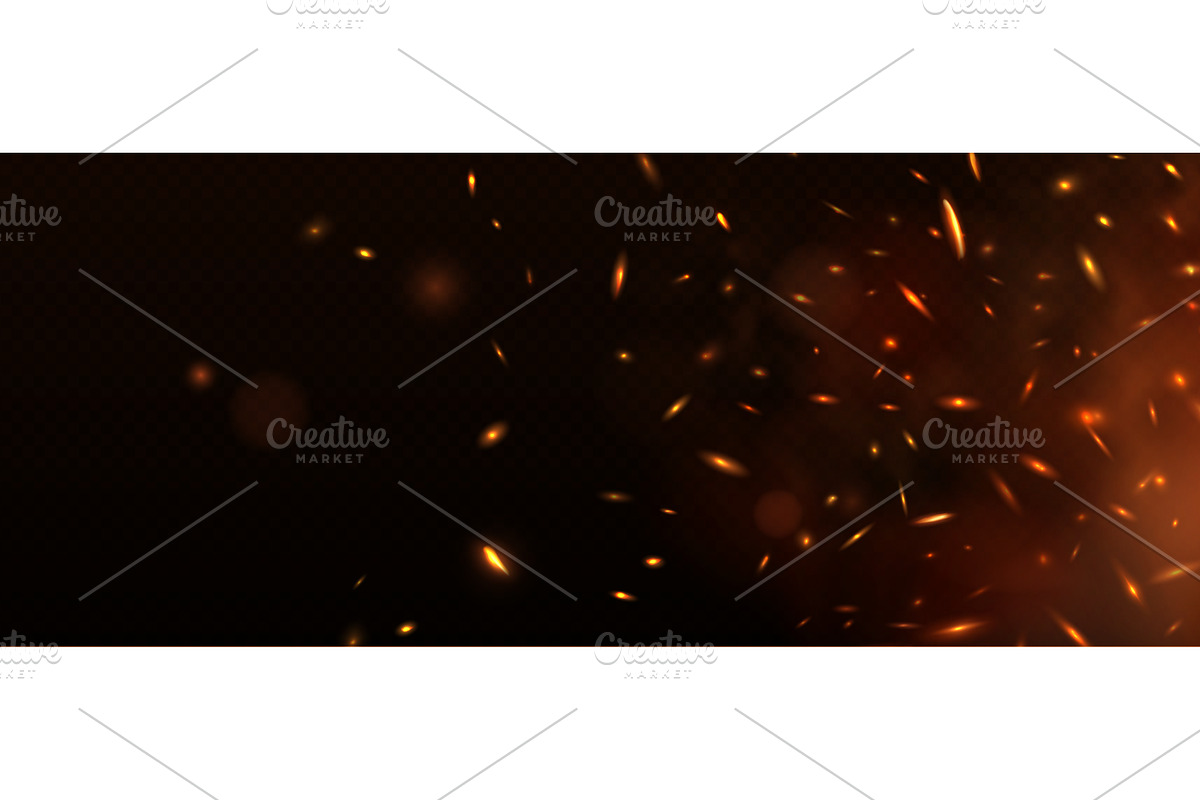 Fire flames ember sparkles, a Decorative Illustration by Vector Tradition