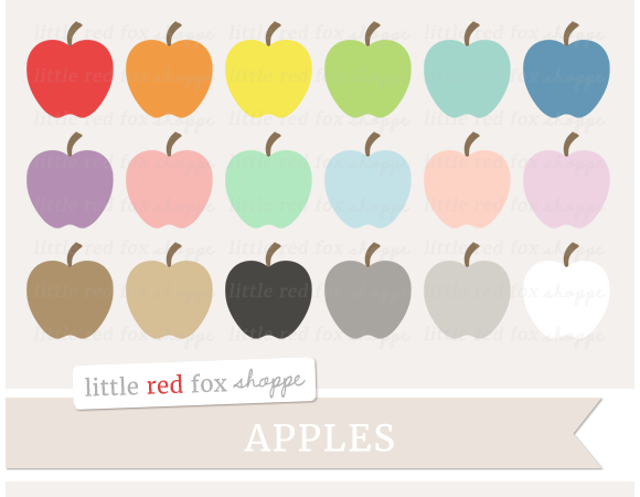 Apple Clipart Graphics, an Education Illustration by Little Red Fox Shoppe