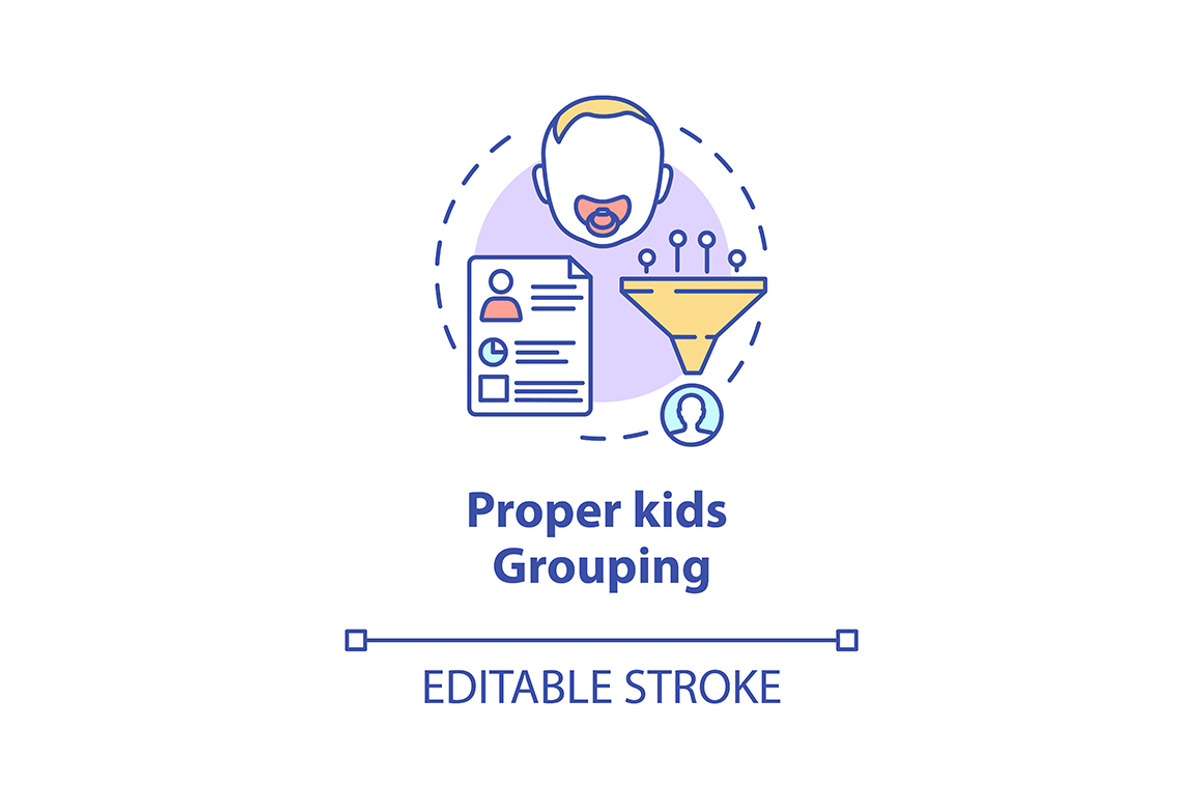 Proper kids grouping concept icon, an Outline Icon by bsd studio ...