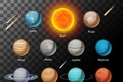 Planets colorful vector set, an Illustration by Vectorstockersland