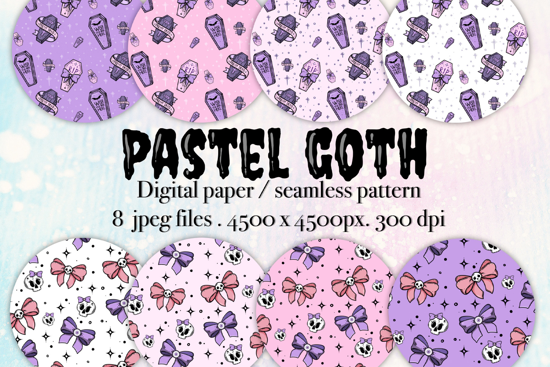 Pastel goth seamless pattern pack, a Pattern Graphic by Sonch' s ...
