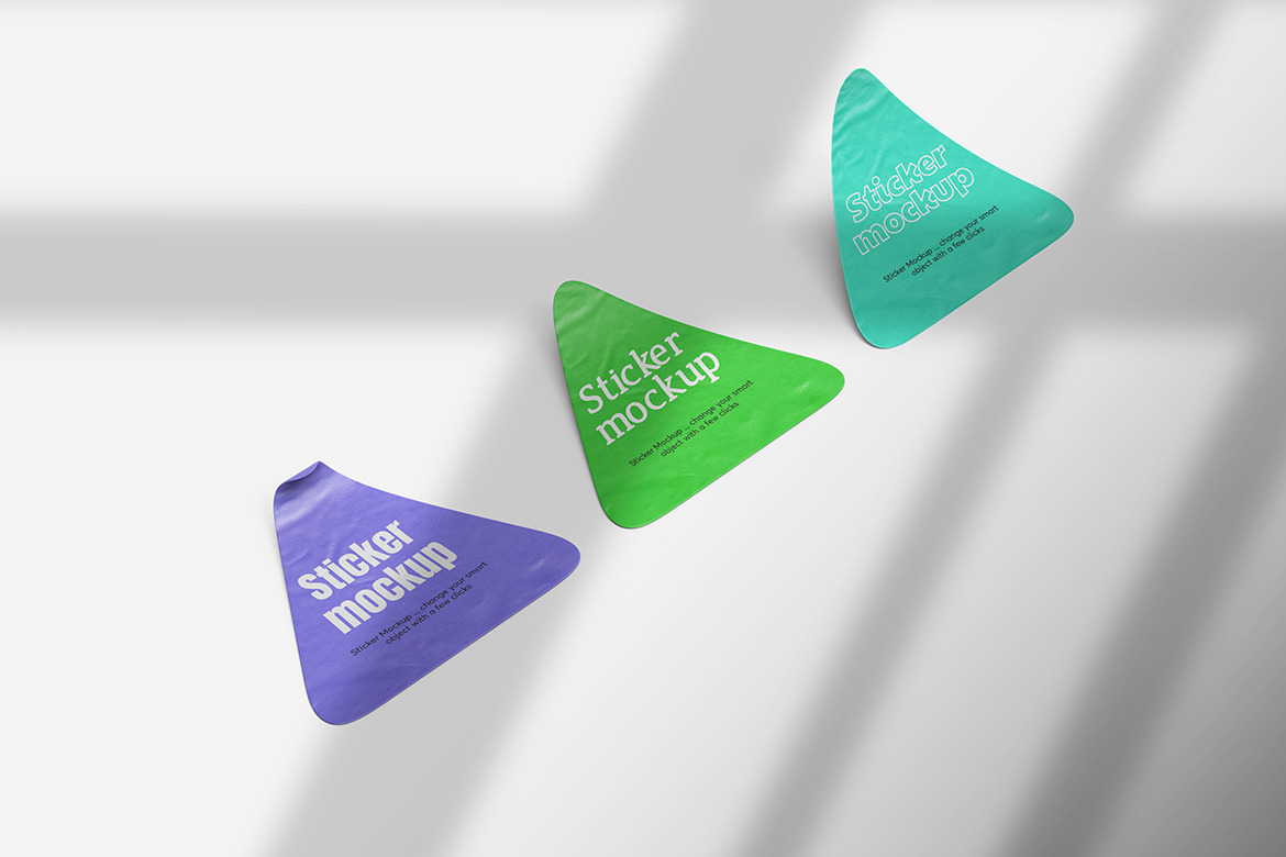 Triangle Sticker Mockup, a Print Template by PrexTheme
