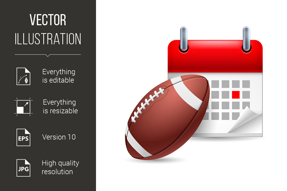 Rugby ball and calendar, a Graphic by DvargShop