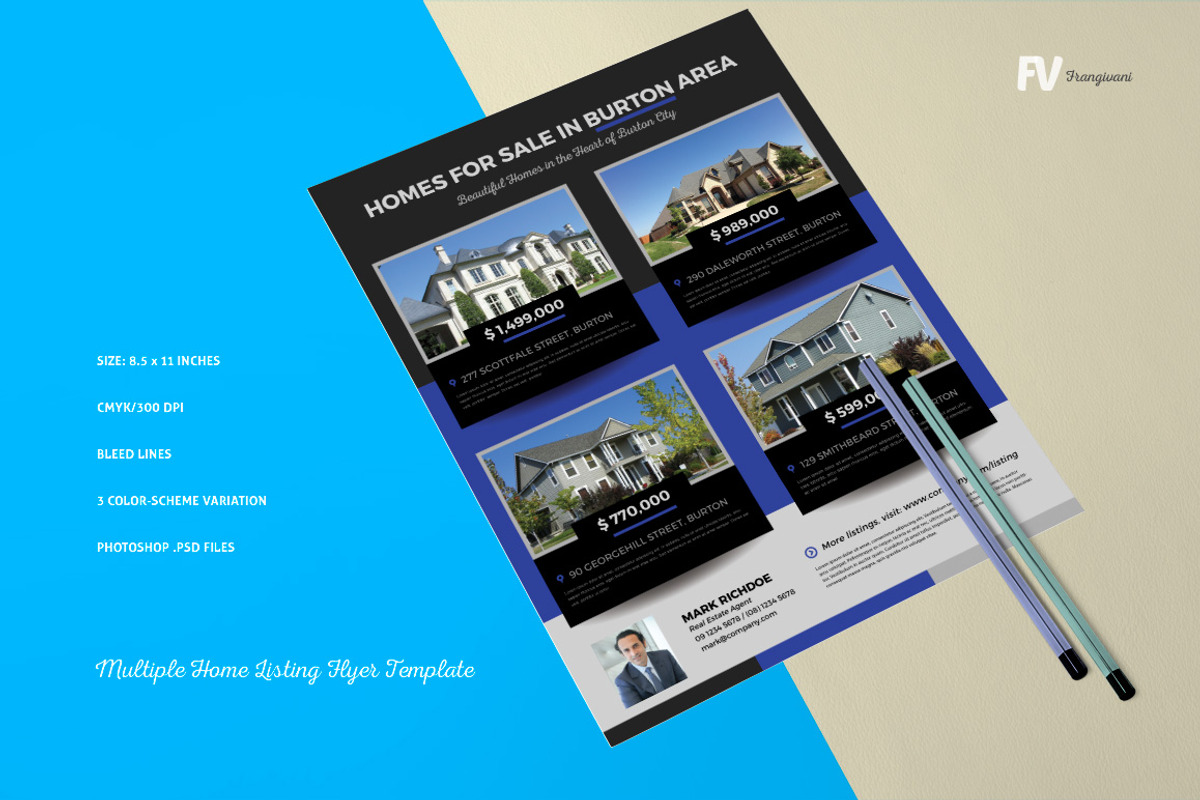 Multiple Home Listing Flyer Template, a Flyer Template by frangivani