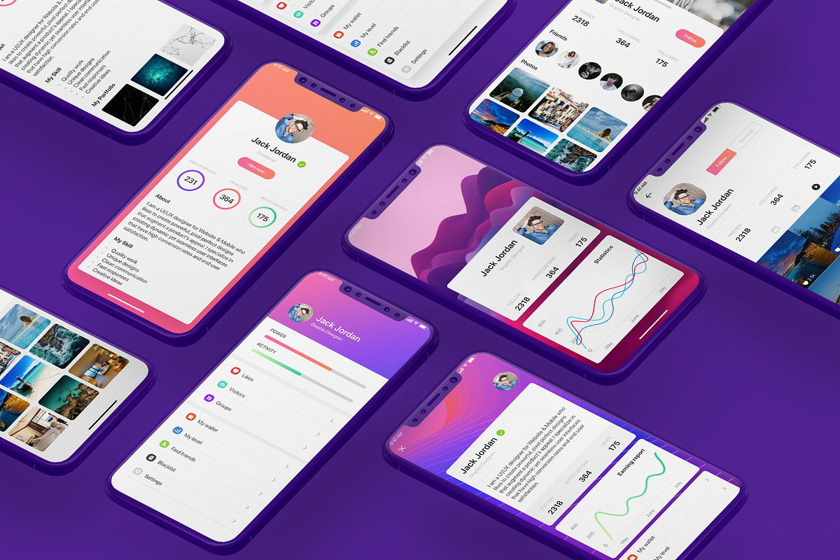 Profile Mobile UI Kit for iphoneX, an App Template by hoangpts ...