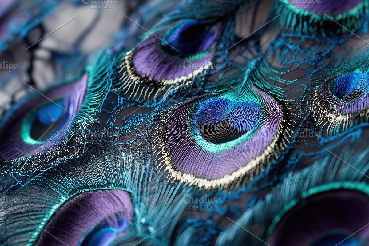 Peacock Tail lace feathers showcasing vibrant colors and intricate ...