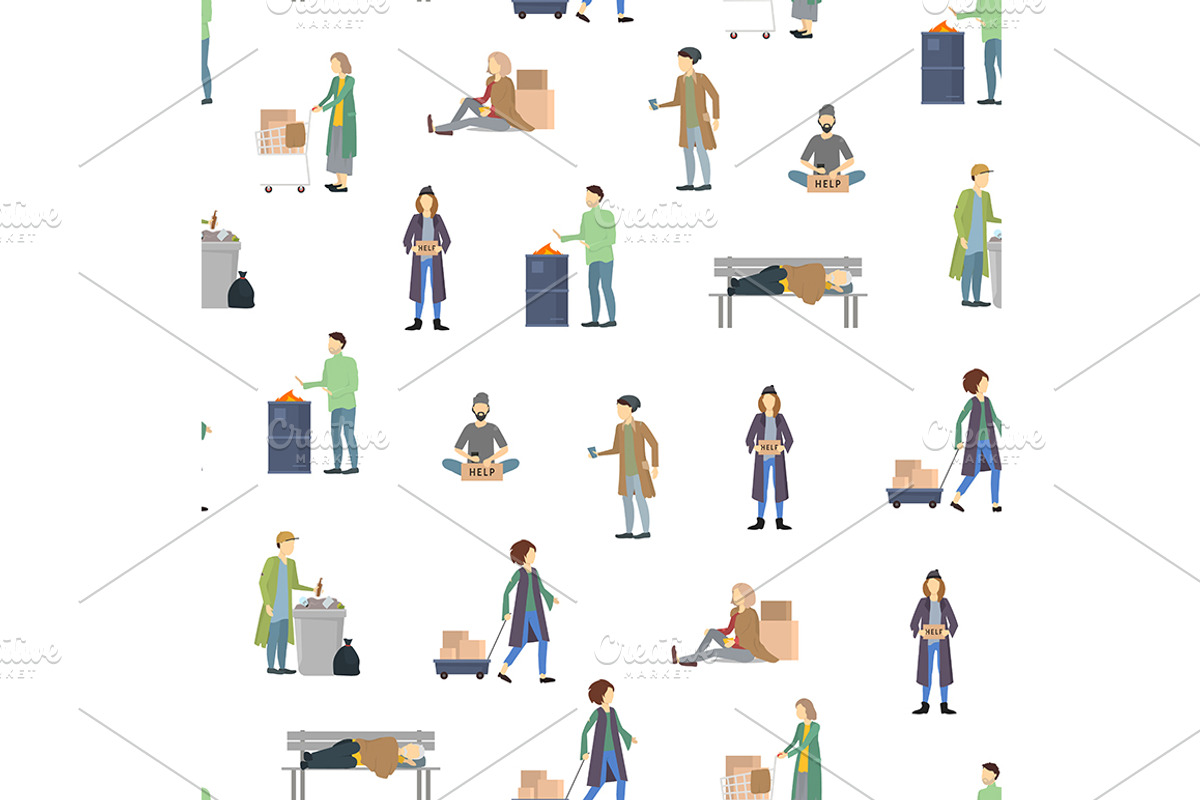 Characters Homeless People Different, a Person Illustration by Bigmouse ...