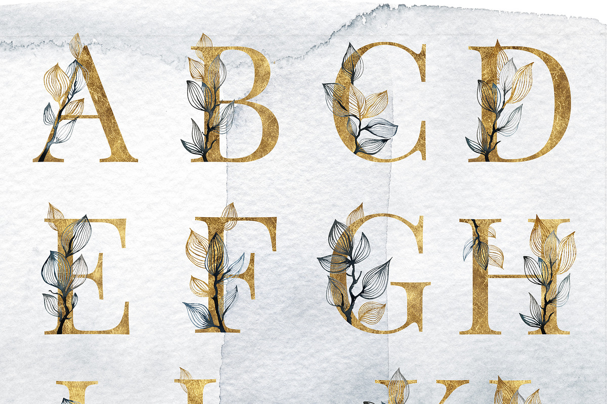 OLA Floral Alphabet Letters & Digits, a Decorative Illustration by Olga ...
