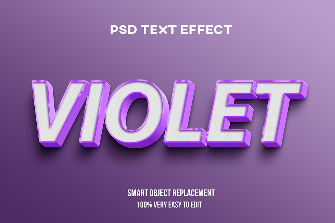 Violet 3d Text Effect Psd