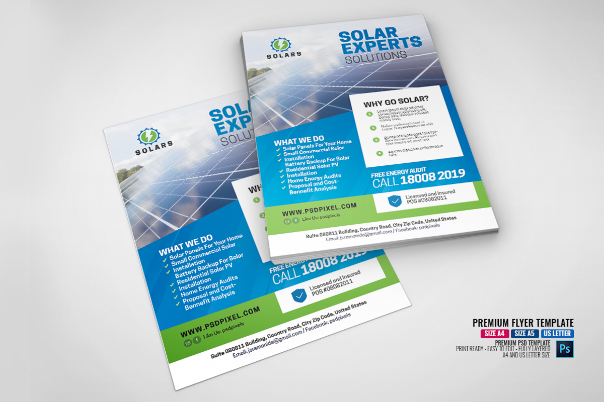 Solar Solutions Flyer, a Flyer Template by PSDPixel