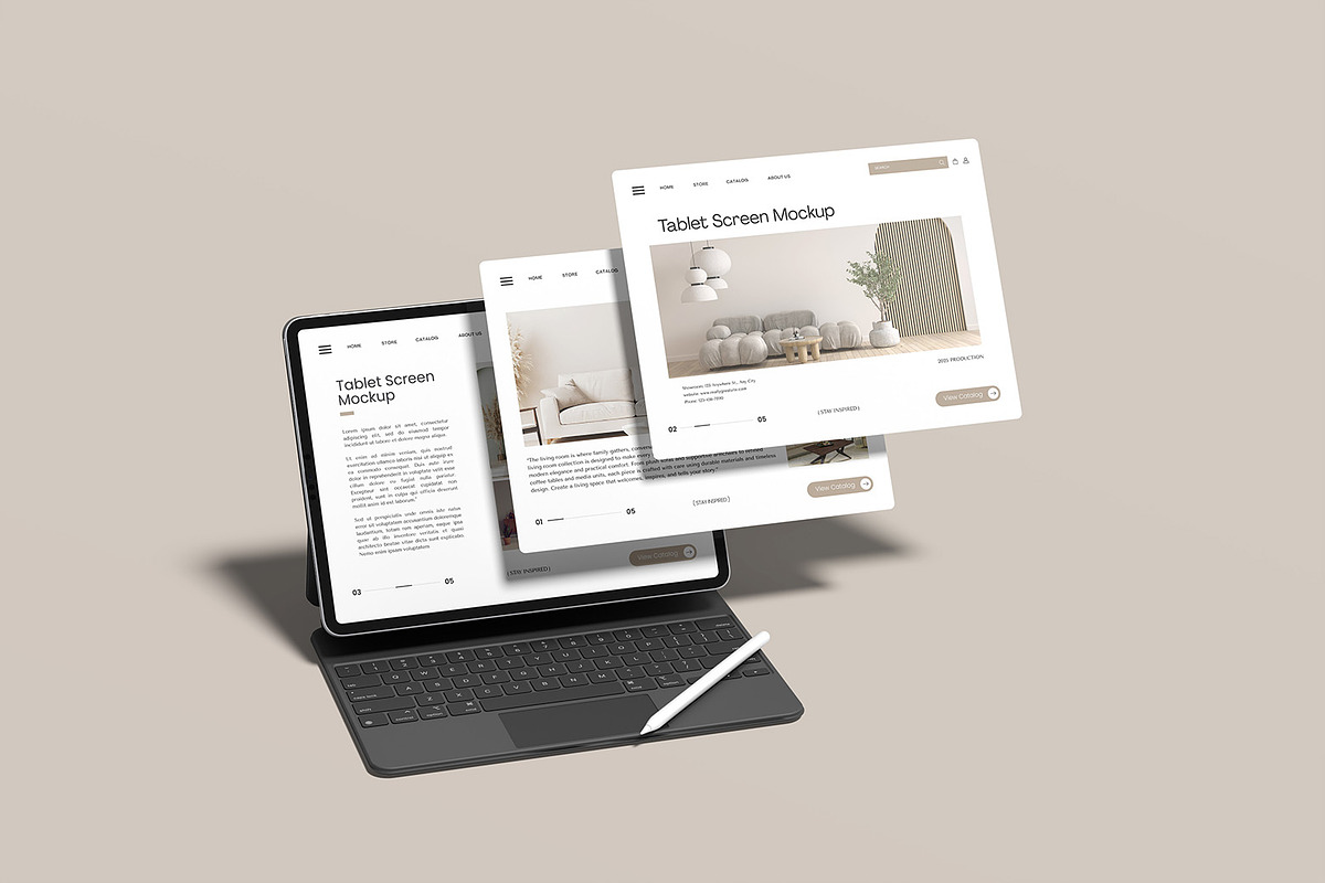 Tablet Screen Website Mockup, a Wearable Device Mockup by graphicsecond