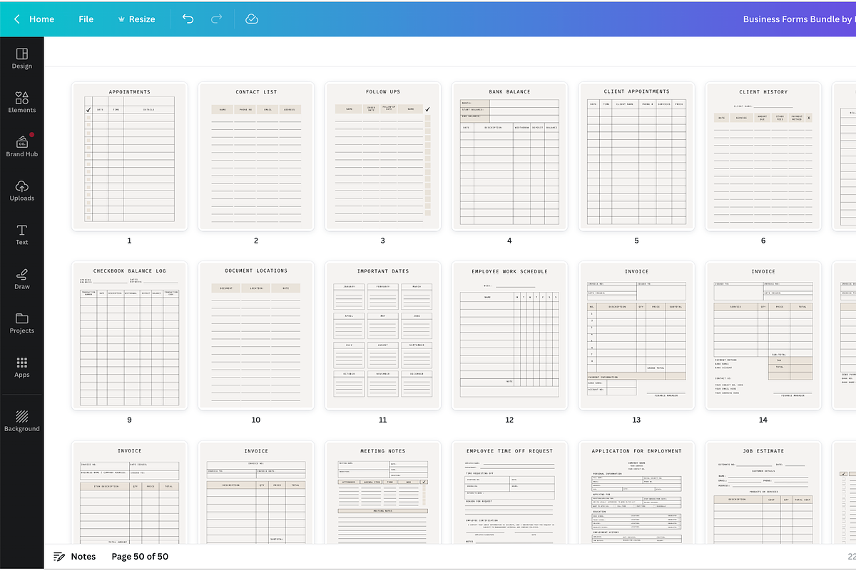 Business Forms Canva Template Bundle | Creative Market