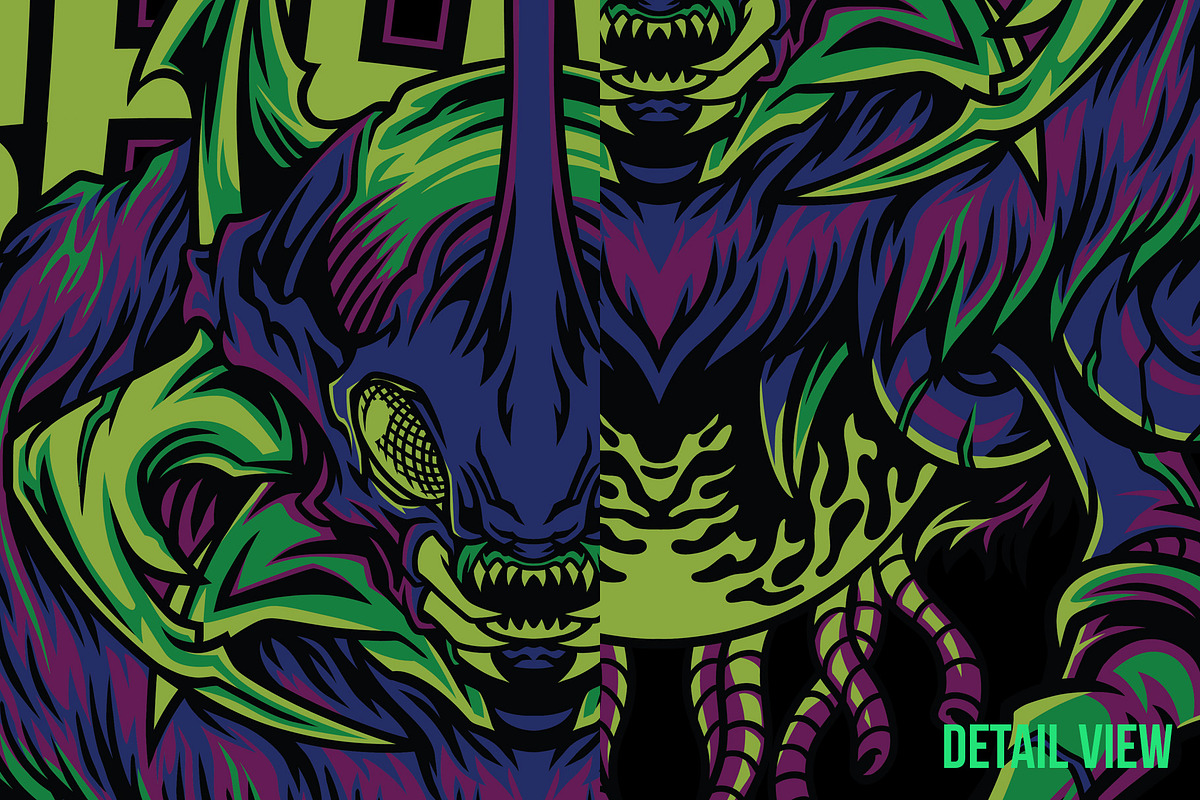 Alien Bite Mutant Illustration, an Animal Illustration by badsyxn