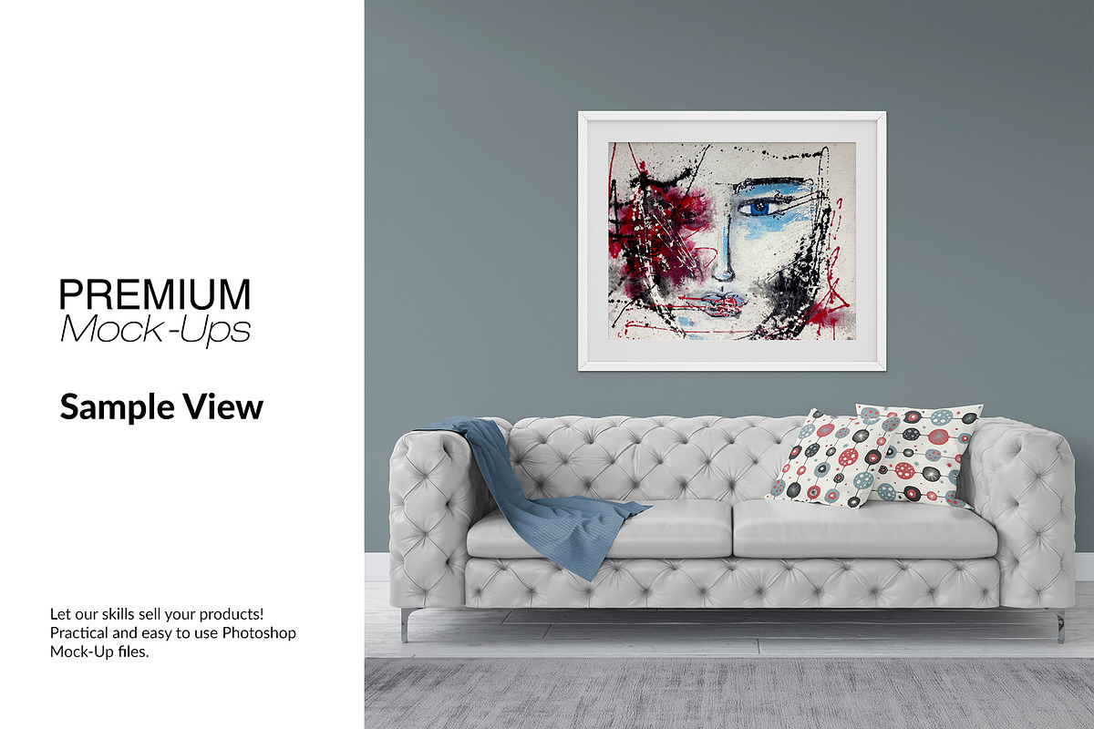 Frames Wall & Pillows Set Glam Style, a Product Mockup by mock-ups
