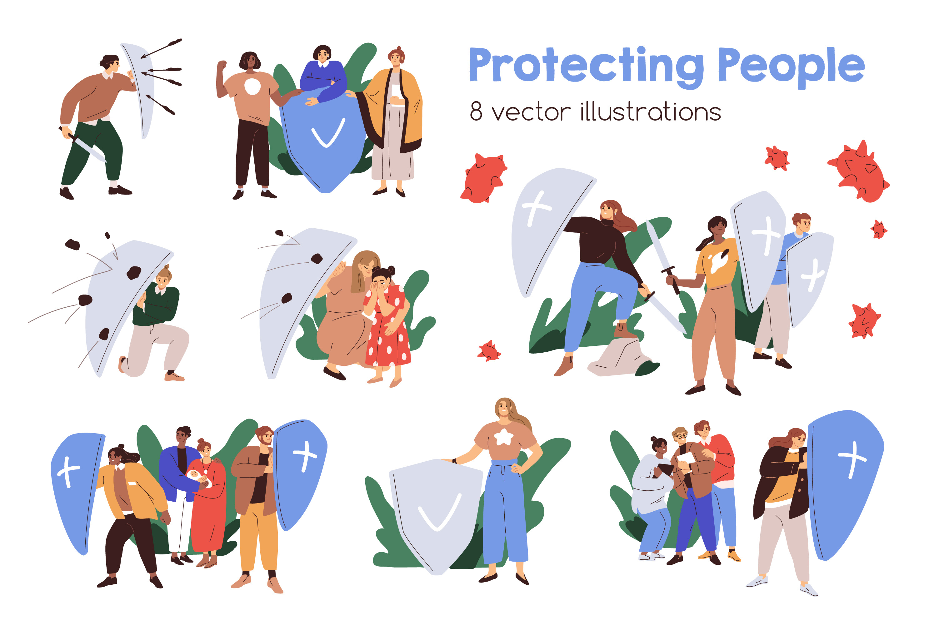 People protect from danger concept, a Healthcare Illustration by Good ...