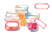 Watercolor Berry Jam clipart set, an Illustration by masha gross