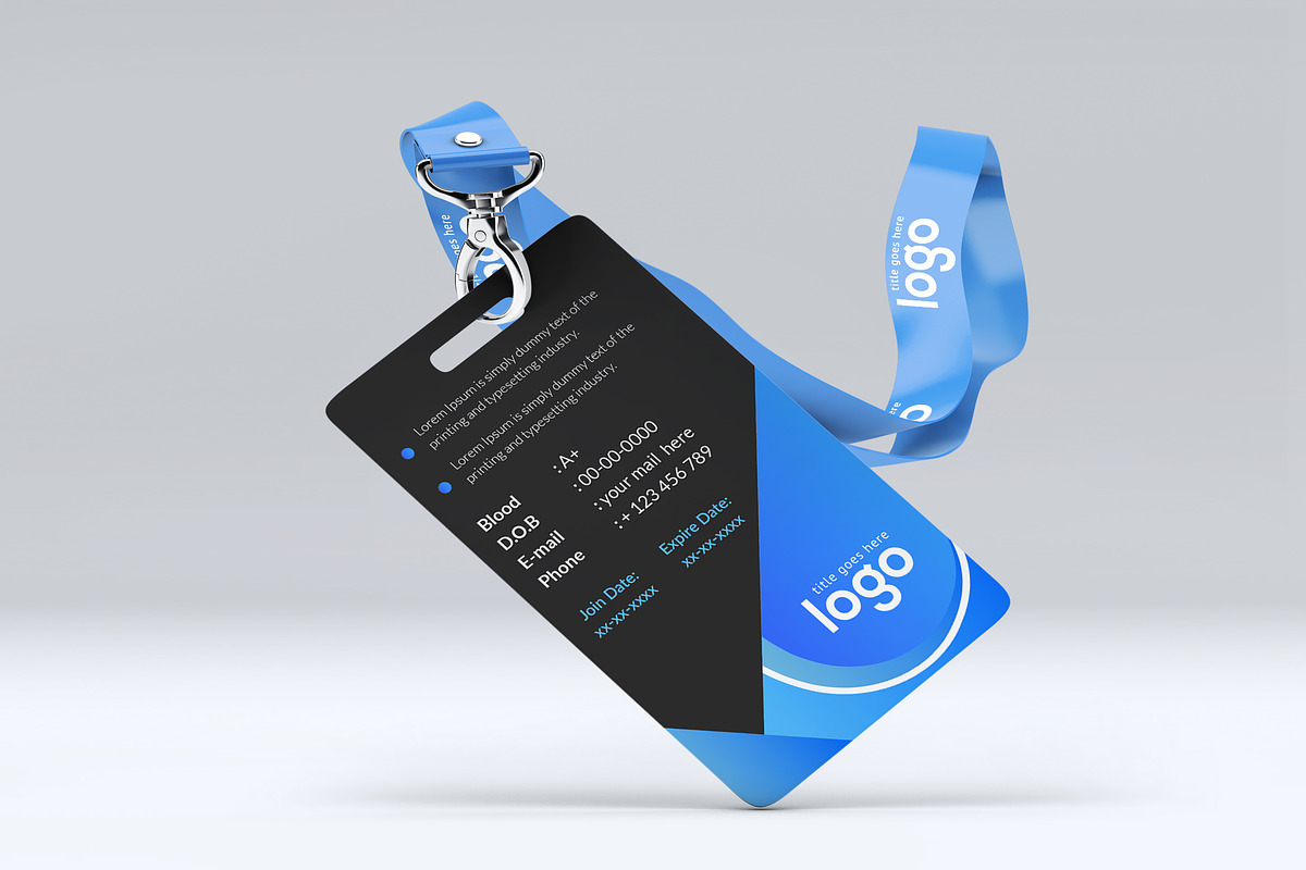 Blue & Black ID Card Design, a Stationery Template by ZAAS | Creative ...