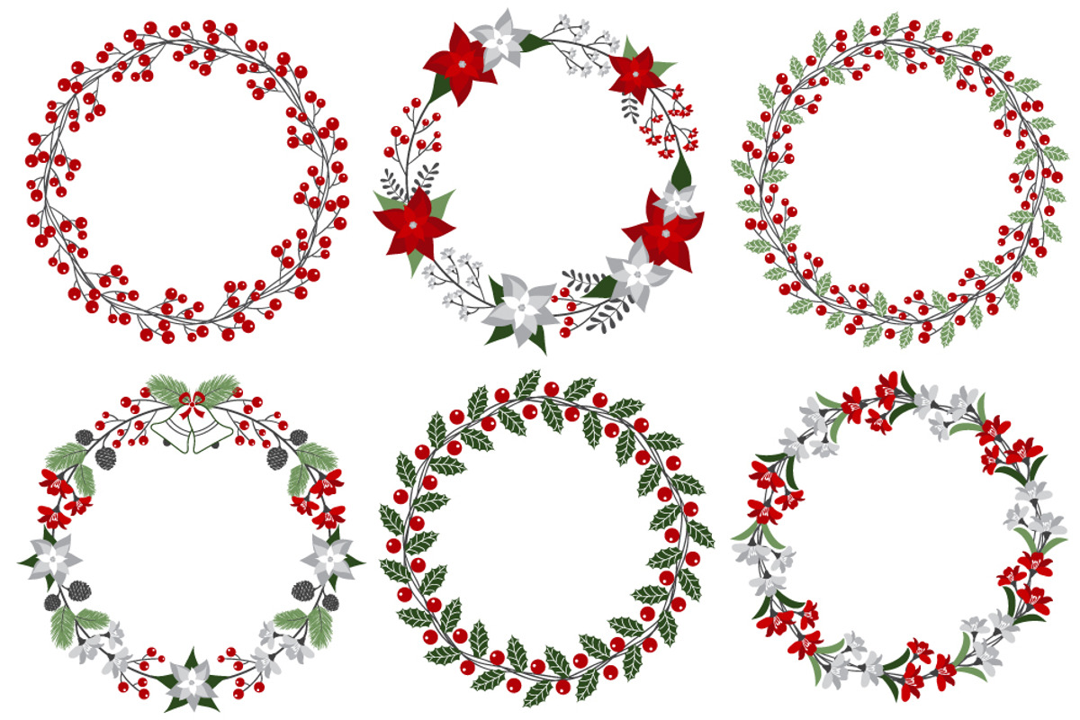 Christmas Wreath Set, an Illustration by TheCreativeMill | Creative Market