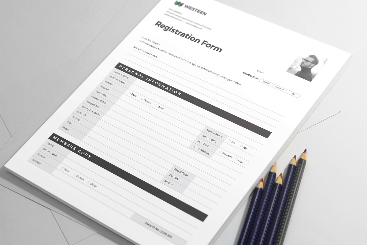 Registration Form, a Stationery Template by Orcshape Studio