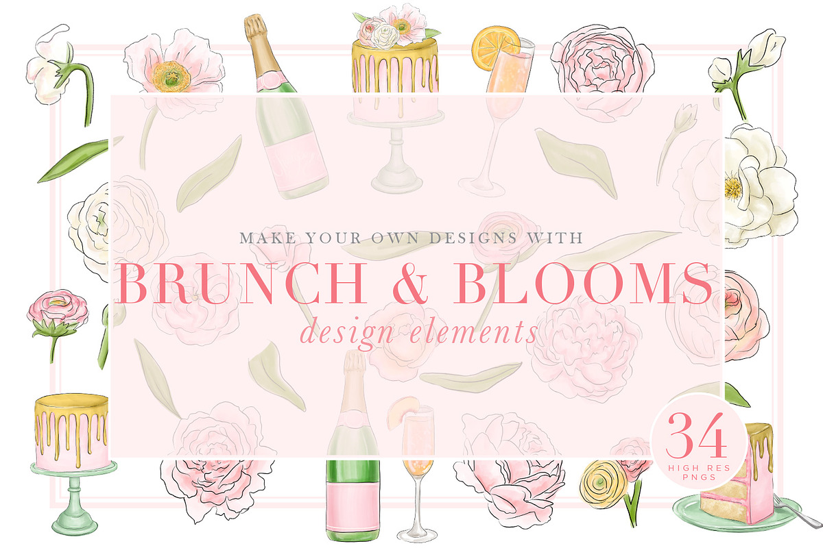 Bubbly and Blooms Design Elements, an Illustration by Relish Designs ...