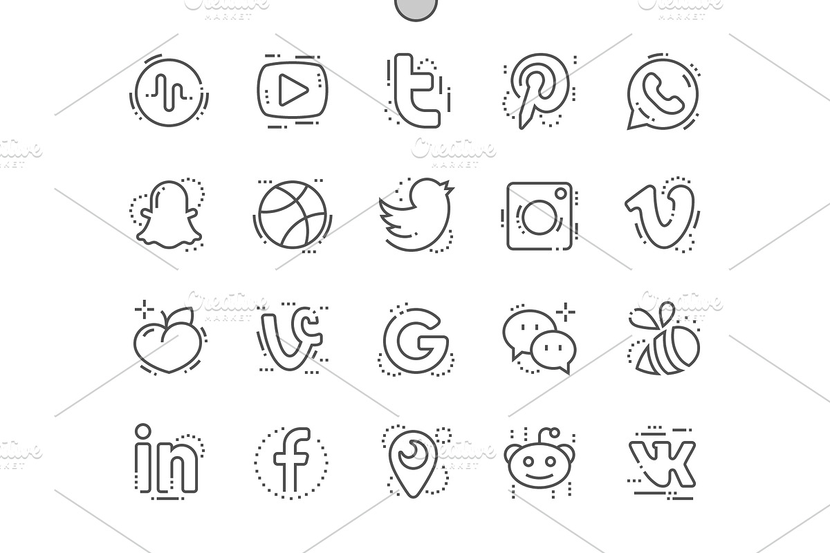 Social media Line Icons, an Outline Icon by Palau