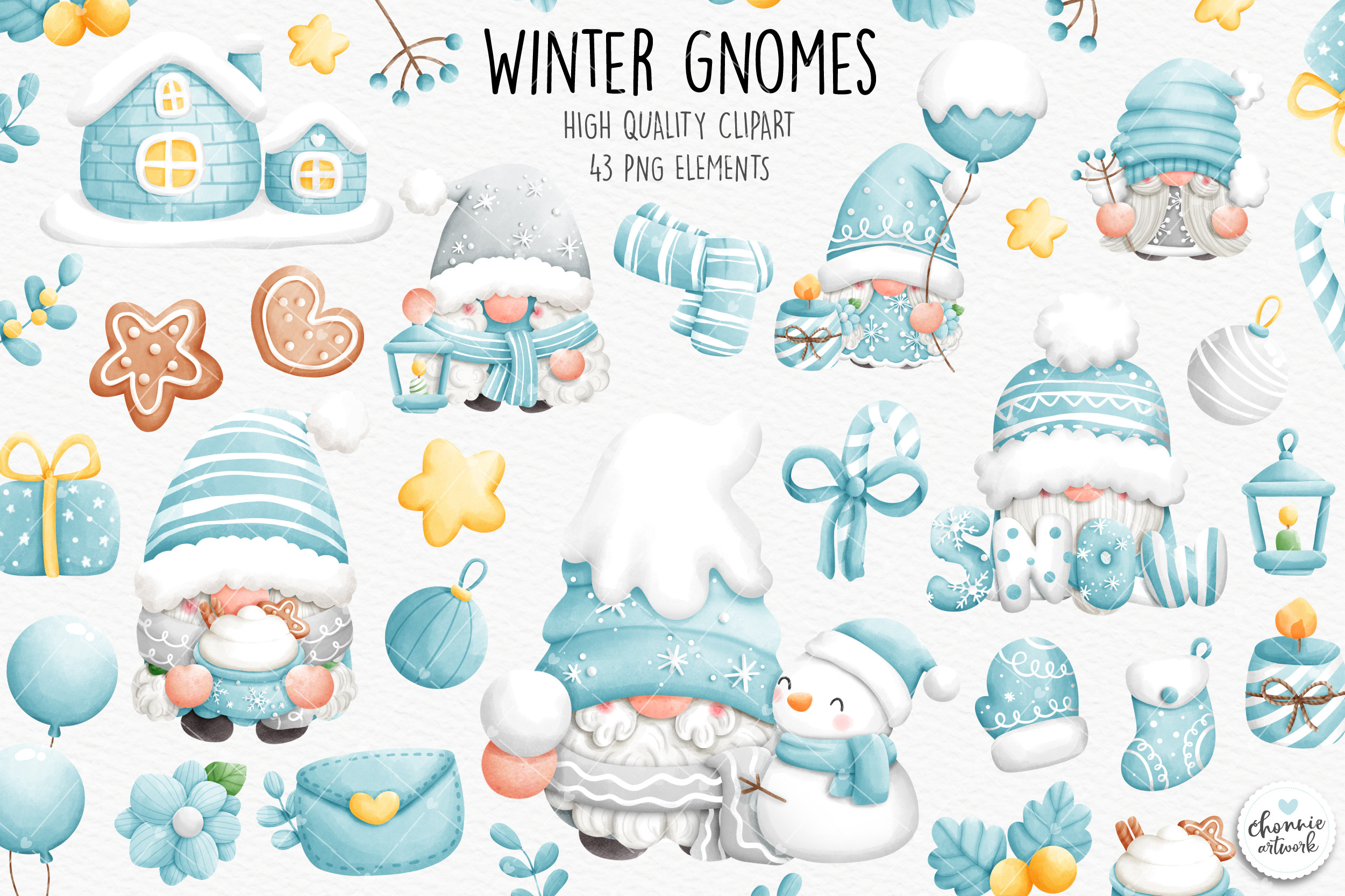 Winter gnome clipart, gnome clipart, a Seasonal Illustration by ...