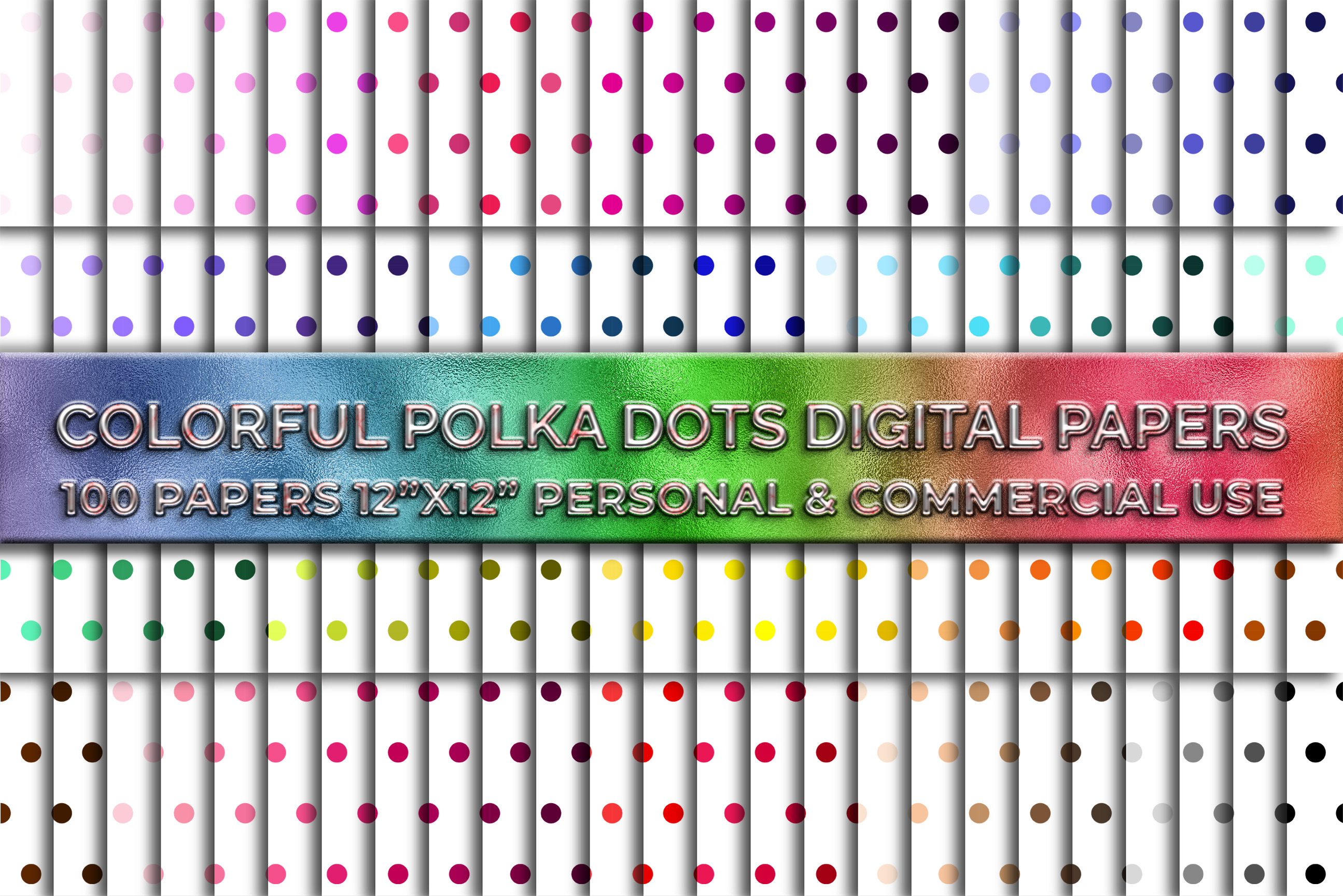 100Colorful Polka Dots Digital Paper, a Templates & Theme by Graphicsnext