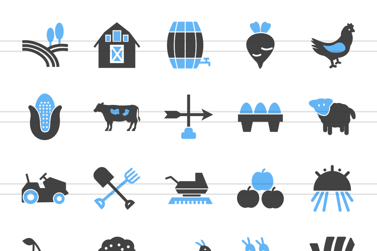 50 Farm Blue & Black Icons, an Icon by IconBunny