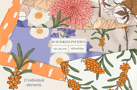 Watercolor Flowers Paper Set | Graphic Patterns ~ Creative Market